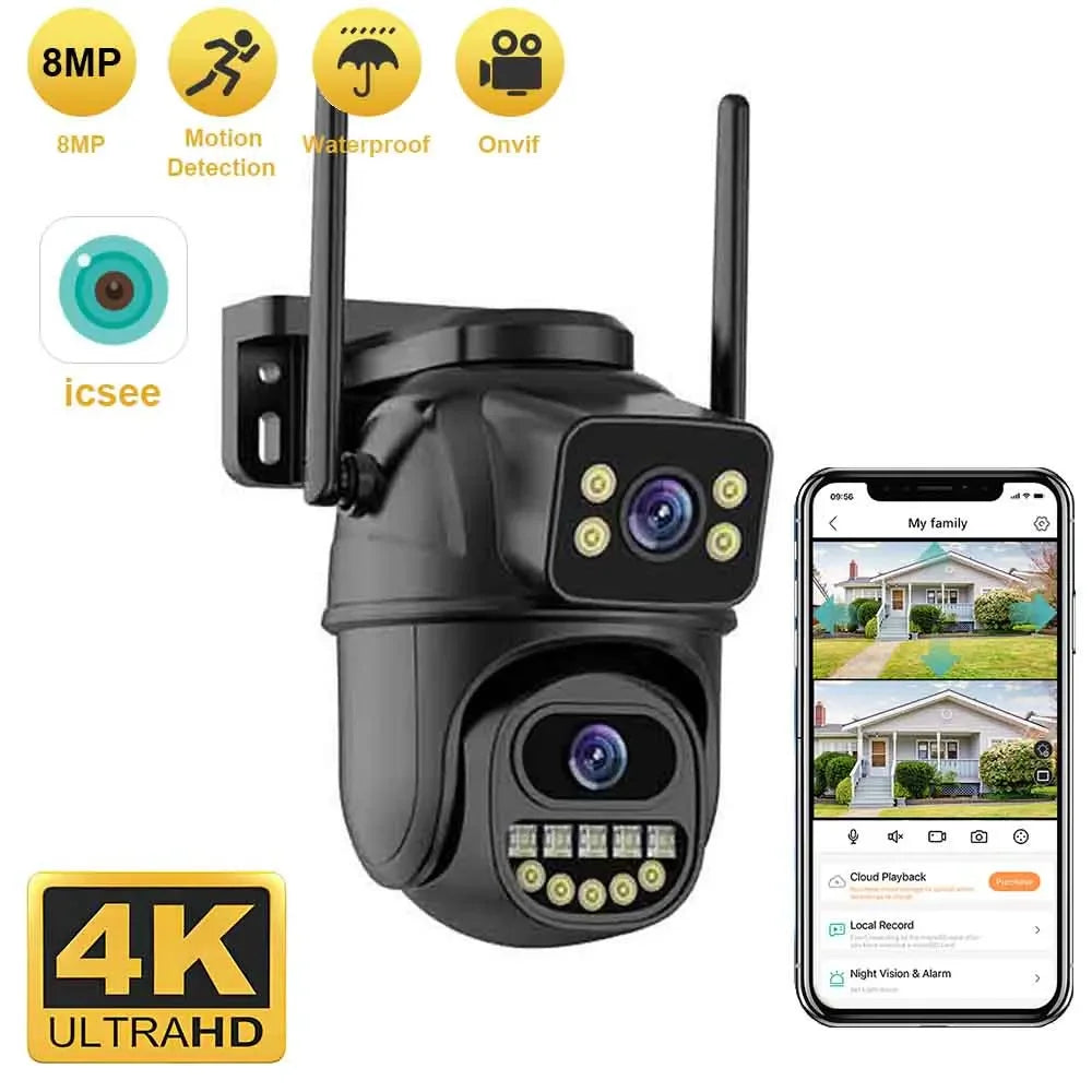 4K 8MP,4X,AI,ECT,ONVIF,Outdoor Security WiFi PTZ IP Camera